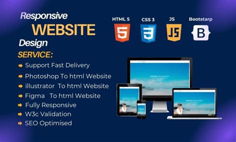 Convert Psd Xd Figma Design To Custom Responsive Html Website By