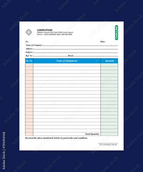 Bill Challan Template Design Challan Delivery Challan Challan Form Bill Of Entry Lodgment