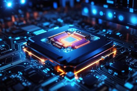 premium ai image super processor core computer system technology neon