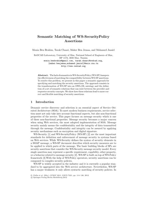 Pdf Semantic Matching Of Ws Securitypolicy Assertions