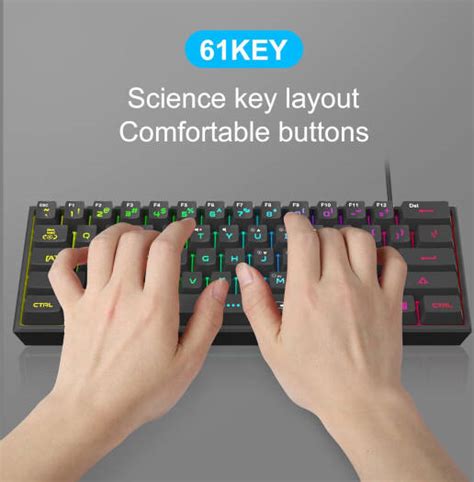 Magegee Ts91 Wired Membrane Gaming Keyboard Small Compact Rgb Backlight 60 Layout Metallic