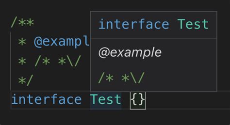 block comments in tsdoc ` example` sections not practically usable