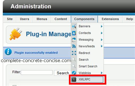Joomla Installing A Movable Type Api Plugin Xmlrpc Complete Concrete Concise