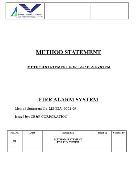Method Statement Fire Alarm System Pdf Active Fire Protection