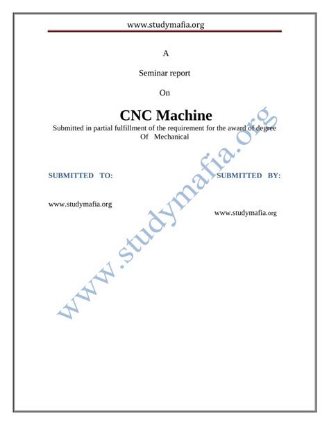 PDF CNC Machine Study Mafiastudymafia Org Mechnical CNC Machines Report Pdf A Seminar