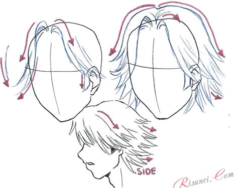 Аниме рисуем волосы 🖌 Рисунки карандашом поэтапно