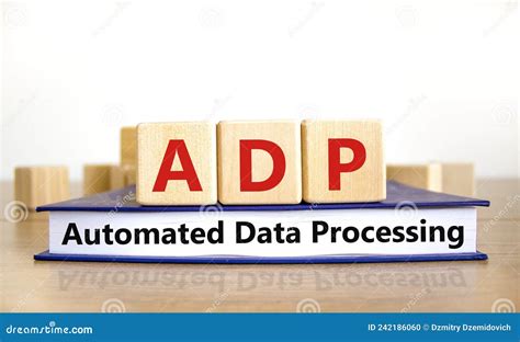 adp automated data processing symbol concept words adp automated data processing on cubes on
