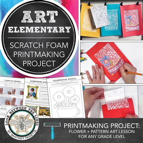 Scratch Foam Art Projects Flower Pot Print Look Between The Lines