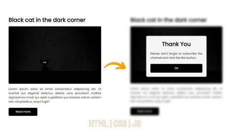 How To Make A Popup Model With Background Blurred Html Css And Js Youtube