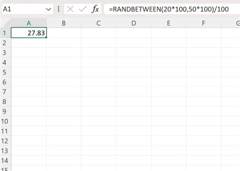 Excel How To Use Randbetween Function With Decimals