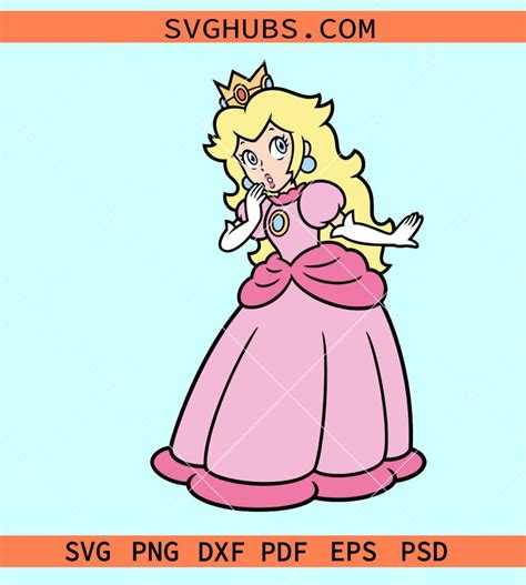 Princess Peach Svg Files Super Mario Svg Disney Princess Peach Svg