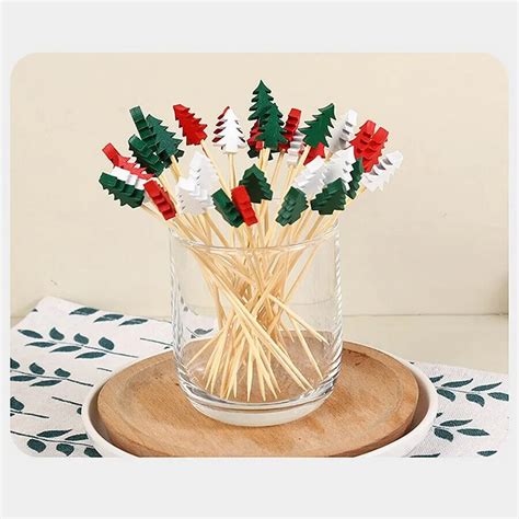 Badu Bg Изискани коктейли Бамбукови плодове Храна Празнични клечки за зъби Предястие Шишчета