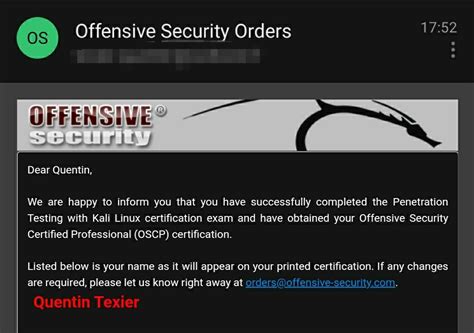Quentin T On Linkedin Oscp Tryharder Offensivesecurity Pentest 48 Comments