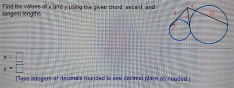 Solved Find The Values Of X And Y Using The Given Chord