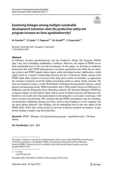 Pdf Examining Linkages Among Multiple Sustainable Development