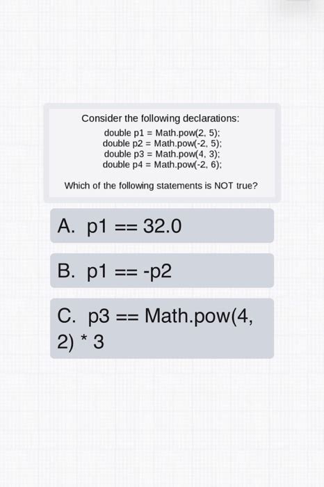solved consider the following declarations double