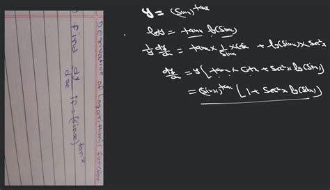 Derivative Of Logarithmic Function Find Dxdy If Sinxtanx Filo