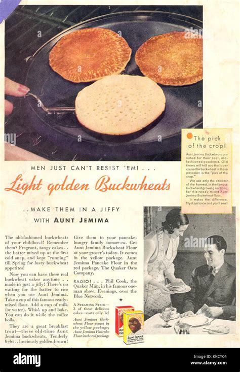 Aunt Jemima Pancake Mix Advertisement 1932 Stock Photo Alamy