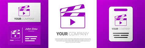 흰색 배경에 격리 된 로고 타입 무비 클래퍼 아이콘 영화 클래퍼 보드 클래퍼보드 기호 영화 제작 또는 미디어 산업 로고 디자인 템플릿 요소입니다 벡터 감독에 대한 스톡 벡터