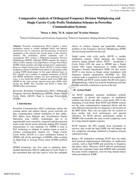 Pdf Comparative Analysis Of Orthogonal Frequency Division Multiplexing And Single Carrier