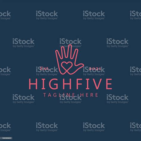 하이파이브 제스처와 하트 러브 셰이프 일러스트 아이콘 컨셉 교육 아동 활동의 독특한 상징 로맨스와 케어 2 월 발렌타인 데이 인사말 동향 아이콘 하이 파이브에 대한 스톡