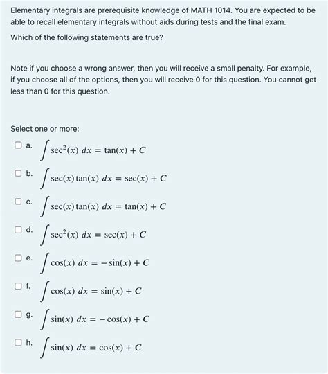Solved Elementary Integrals Are Prerequisite Knowledge Of