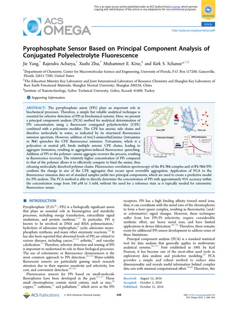 Pdf Pyrophosphate Sensor Based On Principal Component Analysis Of