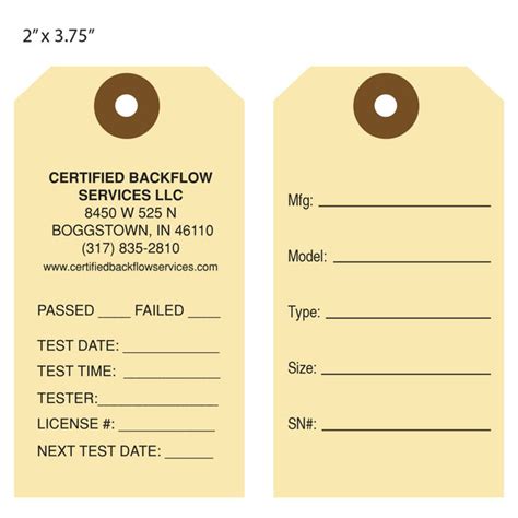Custom Backflow Inspection Tags Custom Backflow Inspection Tags