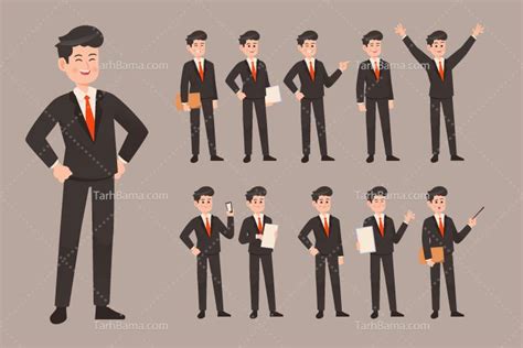 وکتور مرد تجاری با اکشن های مختلف