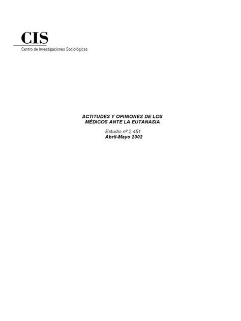 Encuesta 2002 Cis A Médicos Pdf Cuidados Paliativos Muestreo Estadísticas
