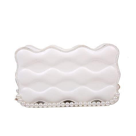 Badu Bg Модна дамска чанта през рамо с щамповане на вълни Ежедневна дамска перлена чанта от Pu