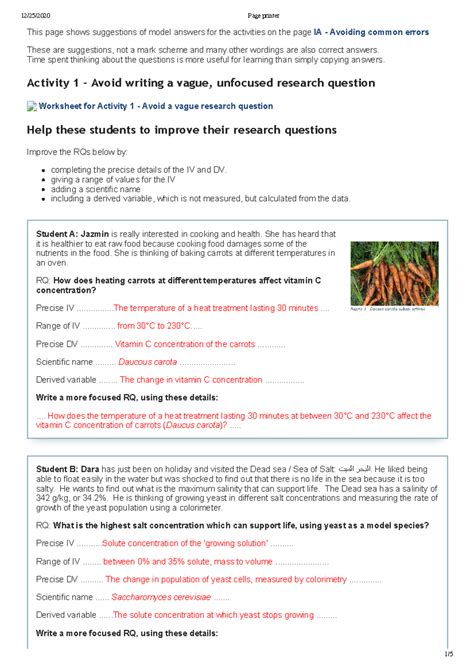 Avoiding common errors model answers Biologie écologie Studocu