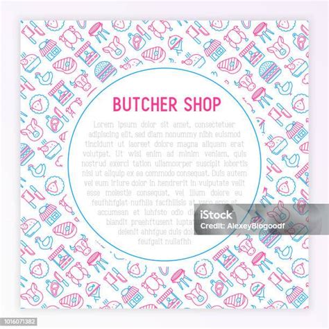 정육점이 게 개념 선 아이콘 고기 스테이크 쇠고기 돼지고기 양고기 바베 큐 치킨 햄버거 절단 보드 고기 칼 현대 벡터 일러스트 레이 션 인쇄 미디어 서식 파일 가금류에 대한