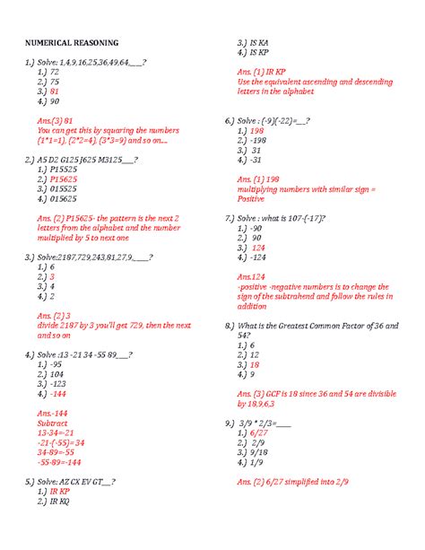 Numerical Reasoning Numerical Reasoning Numerical Reasoning 1