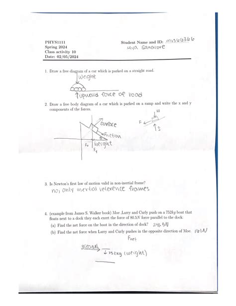 Phys1111 Class Activity 10 Hina Shaikh Phys 1111 Studocu