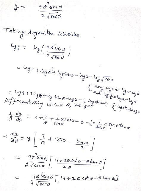 [solved] use logarithmic differentiation to find the derivative of y