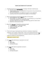 Sample MST Questions Solution Pdf SAMPLE MID SEMESTER TEST QUESTIONS 1 Operational Systems