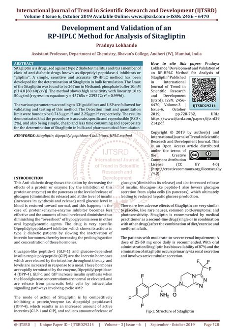 Development And Validation Of An Rp Hplc Method For Analysis Of Sitagliptin Pdf