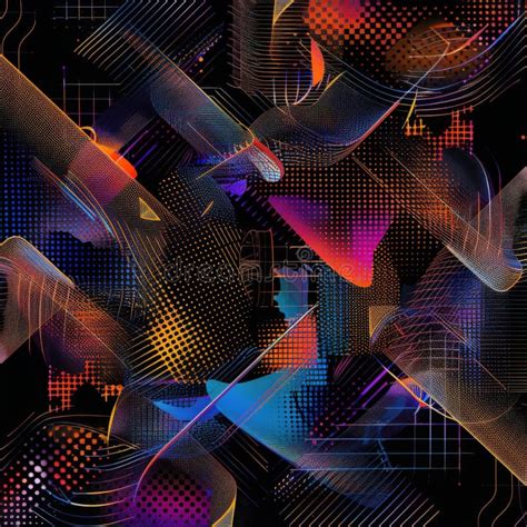 Dynamic Abstract Composition With Vibrant Colors Lines And Shapes Stock Image Image Of