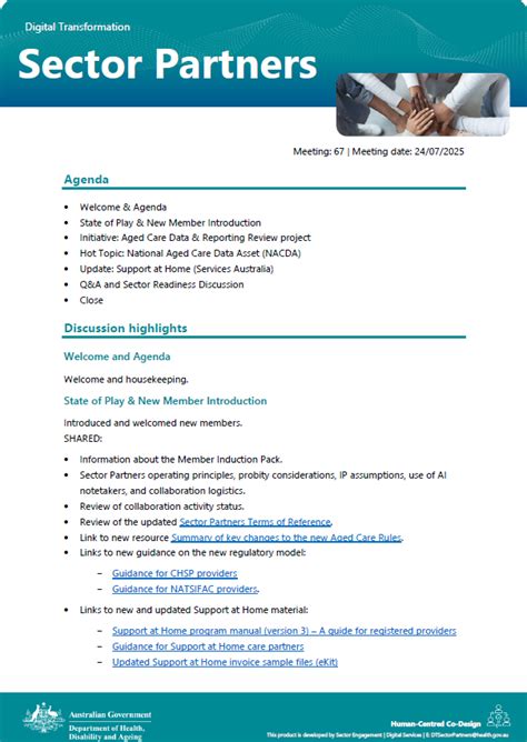 Digital Transformation Sector Partners Meeting Summary 24 July 2025 Australian Government