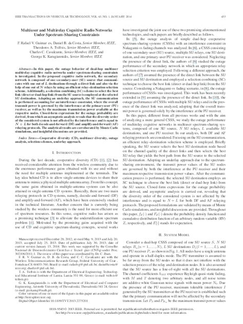 Pdf Multiuser And Multirelay Cognitive Radio Networks Under Spectrum