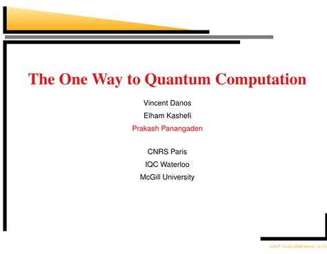 Pdf The One Way To Quantum Computation