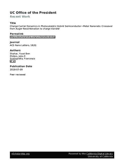 Pdf Charge Carrier Dynamics In Photocatalytic Hybrid Semiconductor