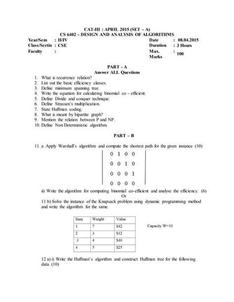 Cs 6402 Design And Analysis Of Algorithms Questio Docx Computer Software And Applications