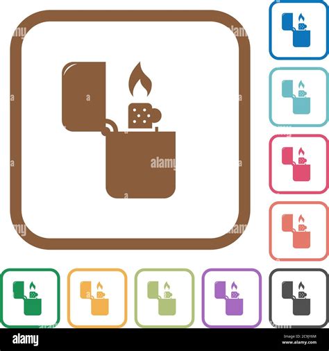 Lighter Simple Icons In Color Rounded Square Frames On White Background