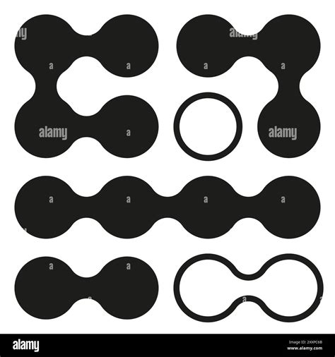 Abstract Connection Shapes Black Circular Linked Symbols Geometric Vector Patterns Modern