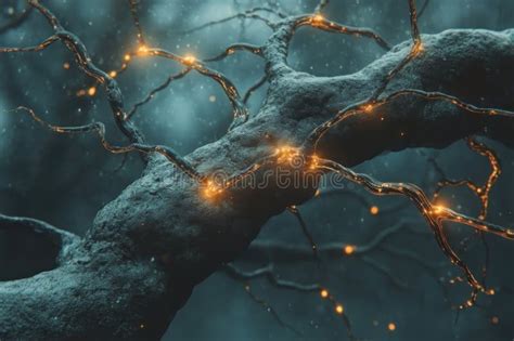 Artistic Visualization Of Neural Pathways Illuminated Neurons Forming Light Filled Connections