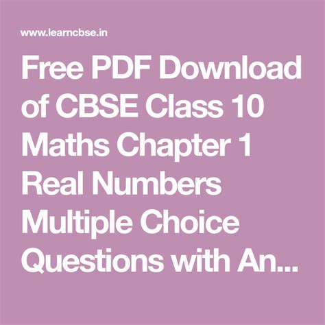 Free Pdf Download Of Cbse Class 10 Maths Chapter 1 Real Numbers