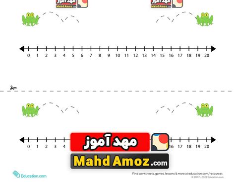 کاربرگ Number Line 1 20 مهدآموز زبان انگیسی کودک و نوجوان
