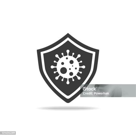 독감 세균 아이콘에서 면역 바이러스 보호 위생 방패 세균 예방 흰색 배경에 얇은 라인 웹 기호 아이콘 벡터 Eps 10 건강관리와 의술에 대한 스톡 벡터 아트 및 기타